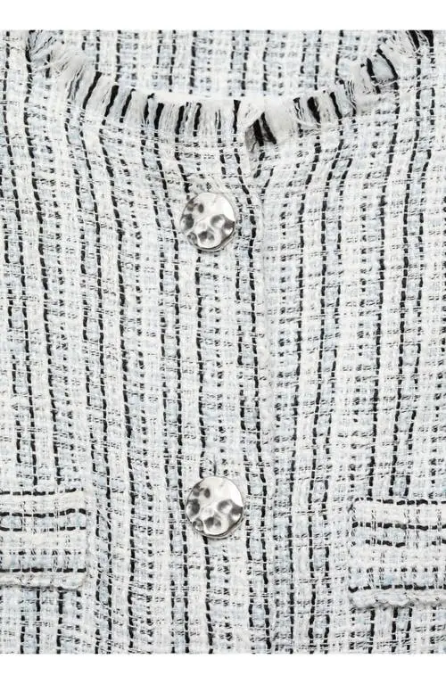 Mango Button Tweed Mini Dress
