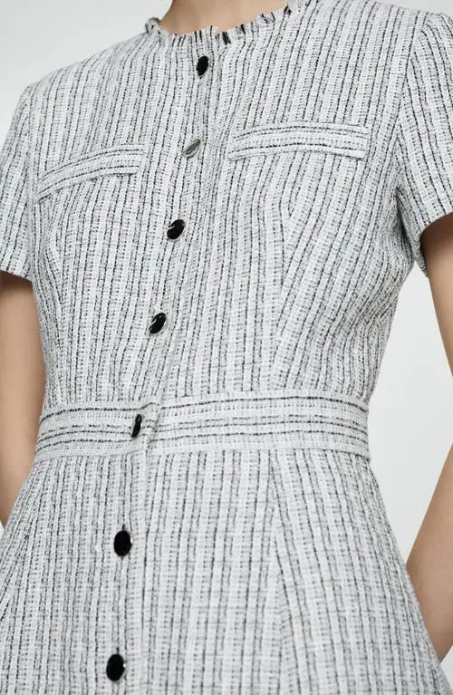 Mango Button Tweed Mini Dress