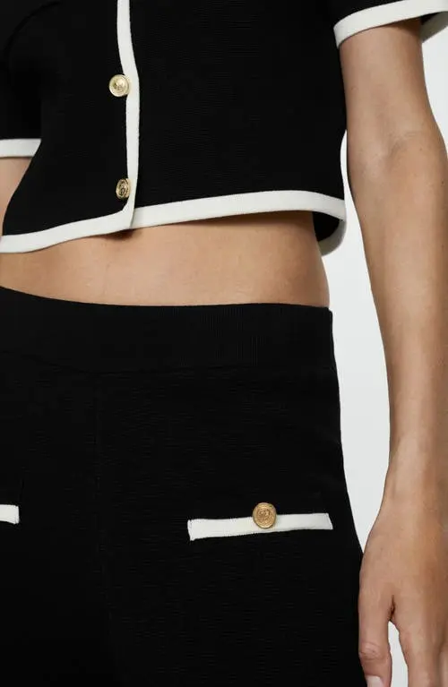 Mango Contrast Trim Short Sleeve Cardigan