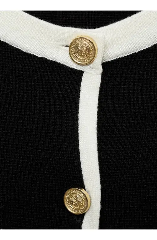 Mango Contrast Trim Short Sleeve Cardigan