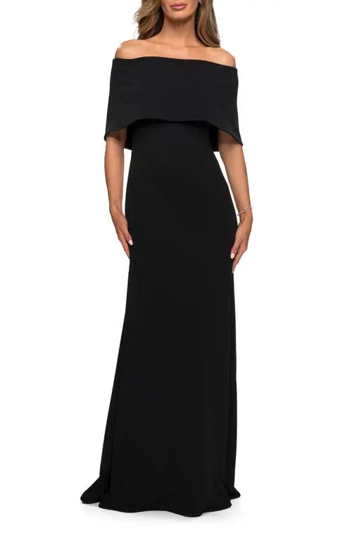 La Femme Off-the-shoulder Jersey Gown