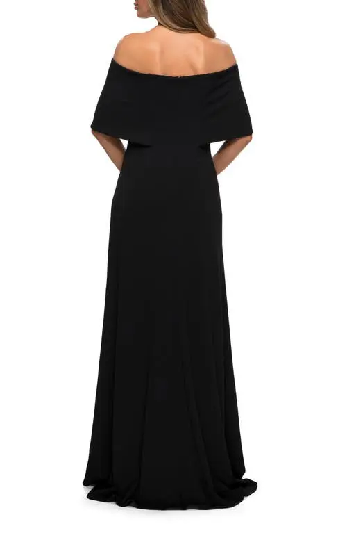 La Femme Off-the-shoulder Jersey Gown
