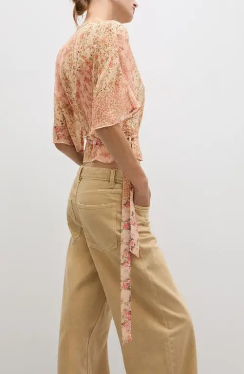 Mango Floral Flutter Sleeve Wrap Top