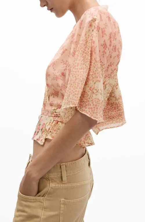 Mango Floral Flutter Sleeve Wrap Top
