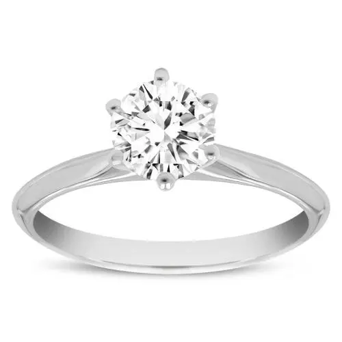 LUVMYJEWELRY 0.75 Ctw Clara Round Lab Grown Diamond Solitaire Ring - 14k White Gold