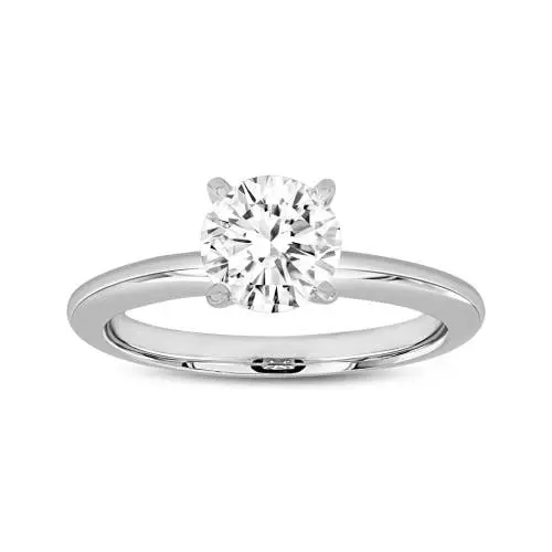 LUVMYJEWELRY Nysa 1.0 Ctw Round Cut Lab Grown Diamond Solitaire Ring - 14k White Gold