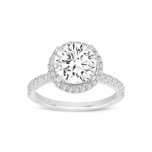 LUVMYJEWELRY Ravina 2.95 Ct Lab Grown Diamond Halo Engagement Ring - 14k White Gold