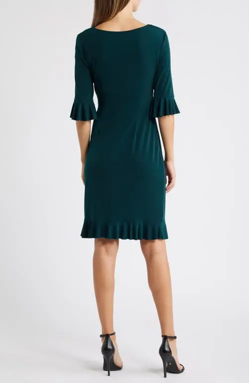 CONNECTED APPAREL Ruffle Pleat Midi Dress - Hunter