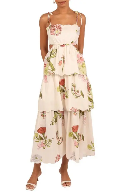 PETAL & PUP Adelaide Scallop Cutout Tie Strap Maxi Dress