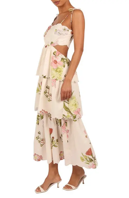 Petal & Pup Adelaide Scallop Cutout Tie Strap Maxi Dress - Native Flora |  Editorialist