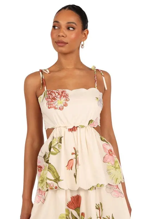 PETAL & PUP Adelaide Scallop Cutout Tie Strap Maxi Dress