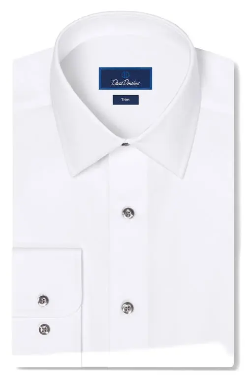 David Donahue Trim Fit Cotton Dress Shirt - White