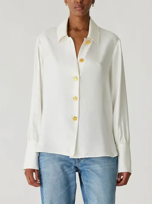 Rebecca Taylor Silky Novelty Button Shirt
