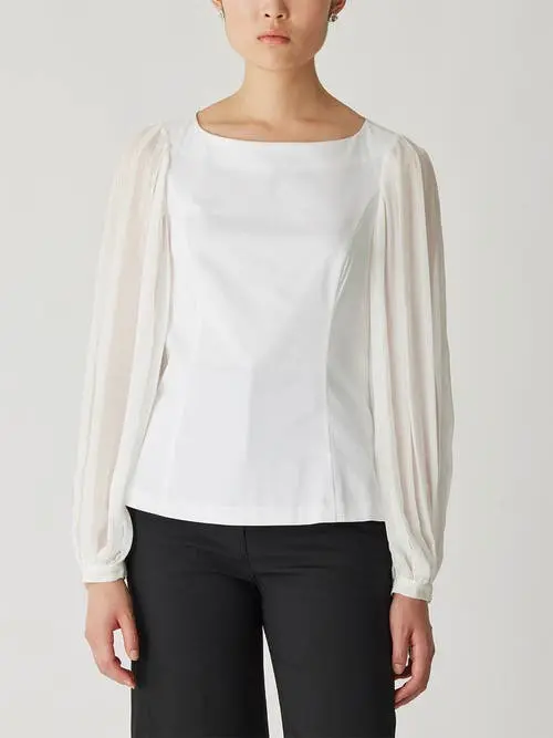 Rebecca Taylor Heavy Cotton Chintz Boat Neck Top