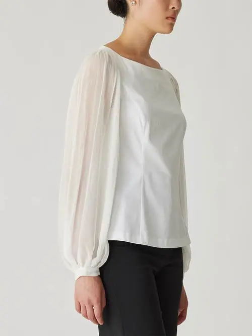 Rebecca Taylor Heavy Cotton Chintz Boat Neck Top