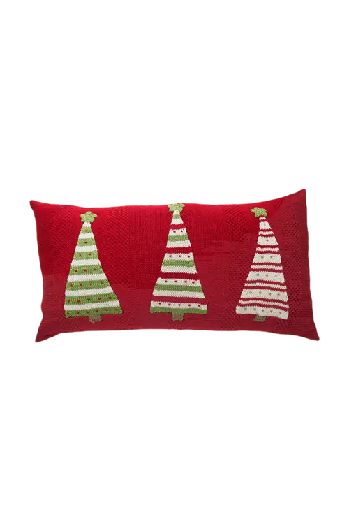 MELANGE COLLECTION Three Striped Tree Lumbar Pillow - Red