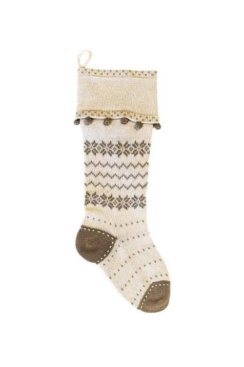 MELANGE COLLECTION Patterned Knit Stocking - Ivory