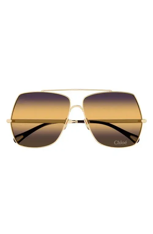 Chloé 62mm Gradient Square Sunglasses - Gold