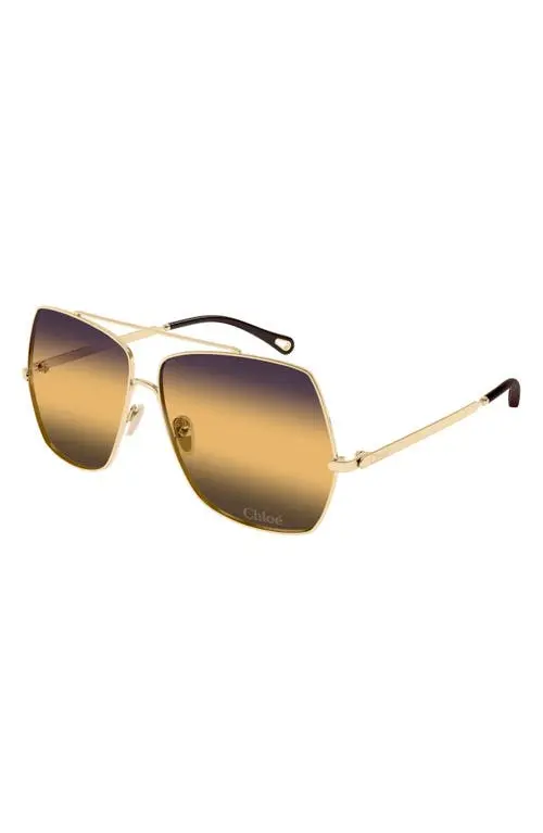 Chloé 62mm Gradient Square Sunglasses - Gold