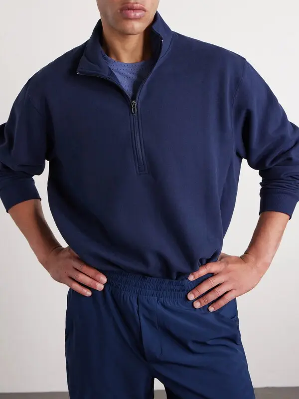 Lululemon Steady State Cotton-blend Jersey Half-zip Sweatshirt