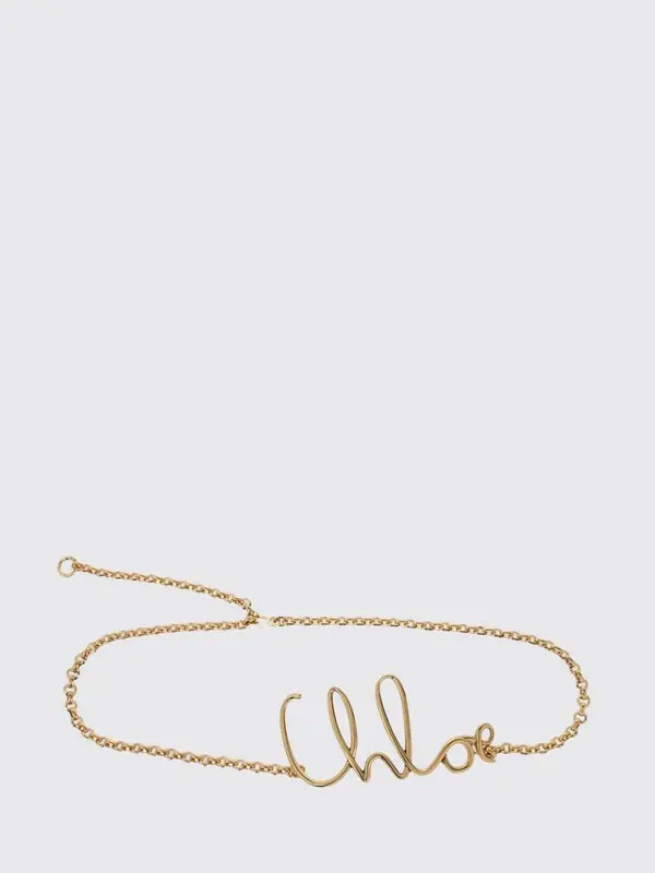 Chloé Script Logo Chain Belt - Gold