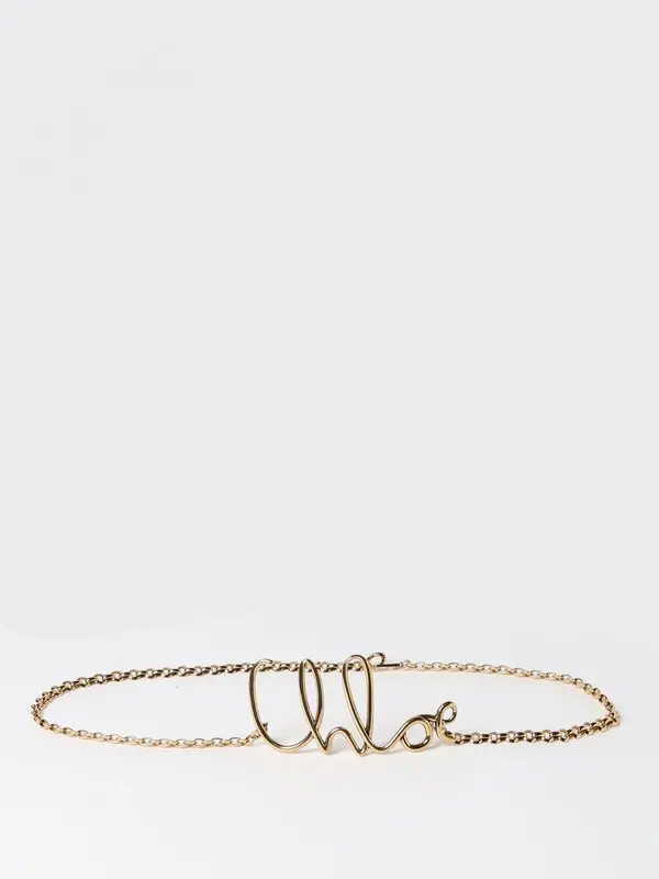 Chloé Script Logo Chain Belt - Gold