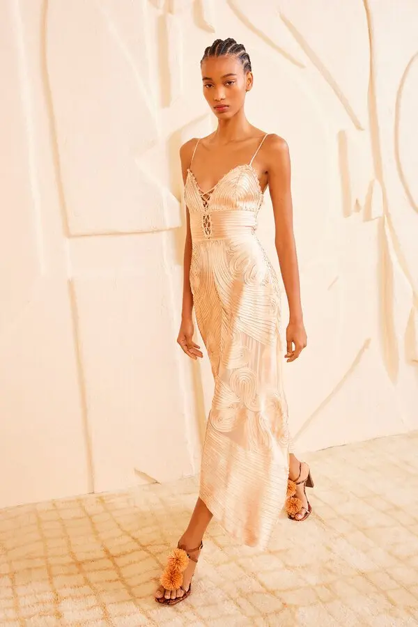 Ulla Johnson Vesna Embroidered Satin Ribbon Midi Dress In Peony