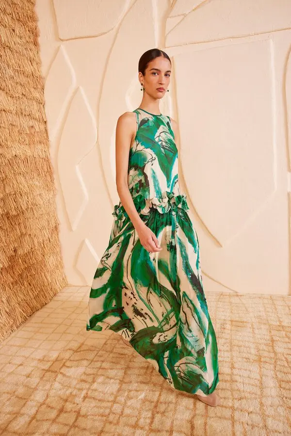 Ulla Johnson Helen Printed Gown - Portrait In Green