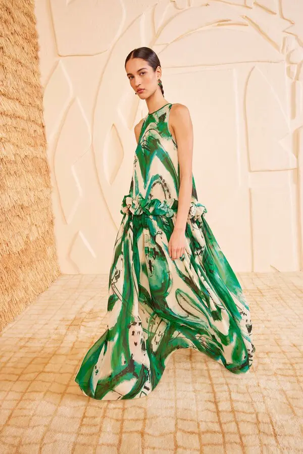 Ulla Johnson Helen Printed Gown - Portrait In Green