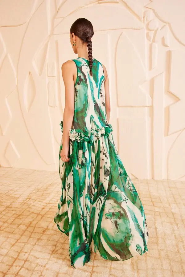 Ulla Johnson Helen Printed Gown - Portrait In Green