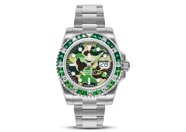 BAPE Type 2 Abc Camo Crystal Stone Watch - Green