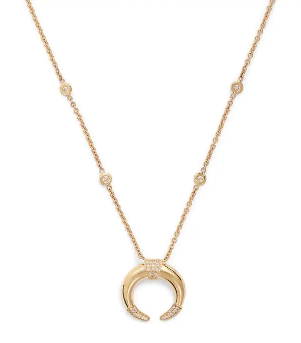Jacquie Aiche Double Horn Diamond Necklace - Gold