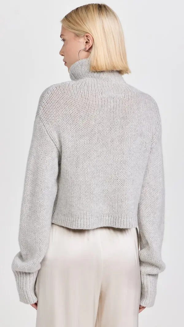 Sablyn Cropped Cashmere Turtleneck Sweater - Foggy