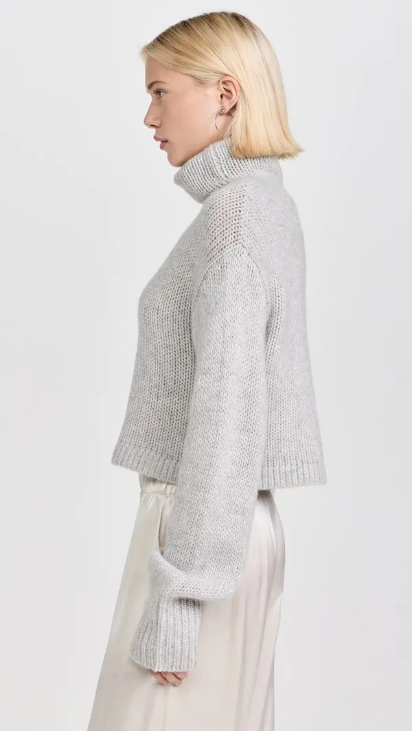 Sablyn Cropped Cashmere Turtleneck Sweater - Foggy