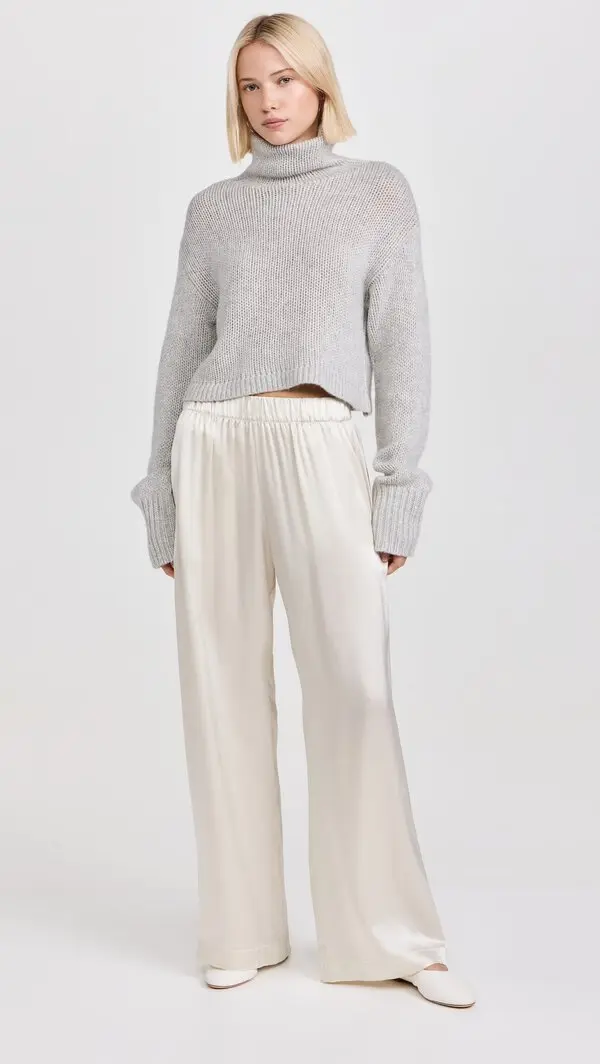 Sablyn Cropped Cashmere Turtleneck Sweater - Foggy