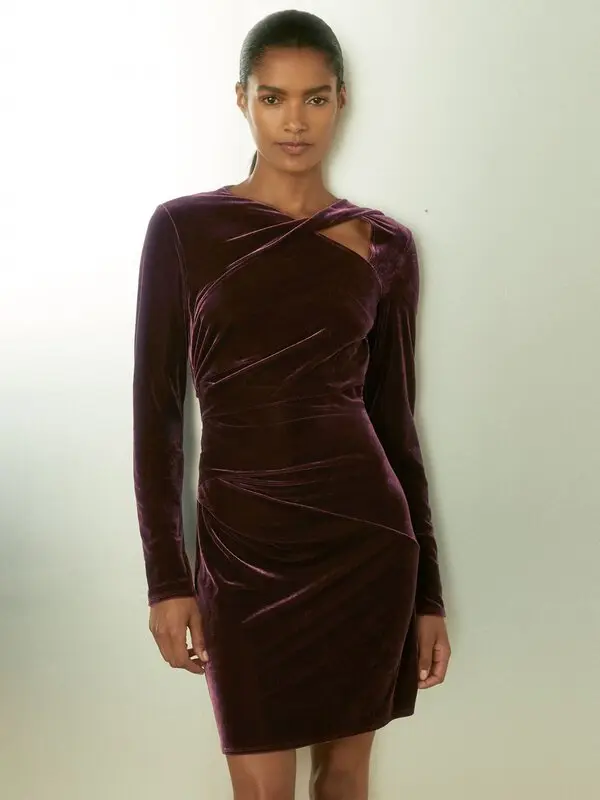 REISS Alba Velvet Mini Dress
