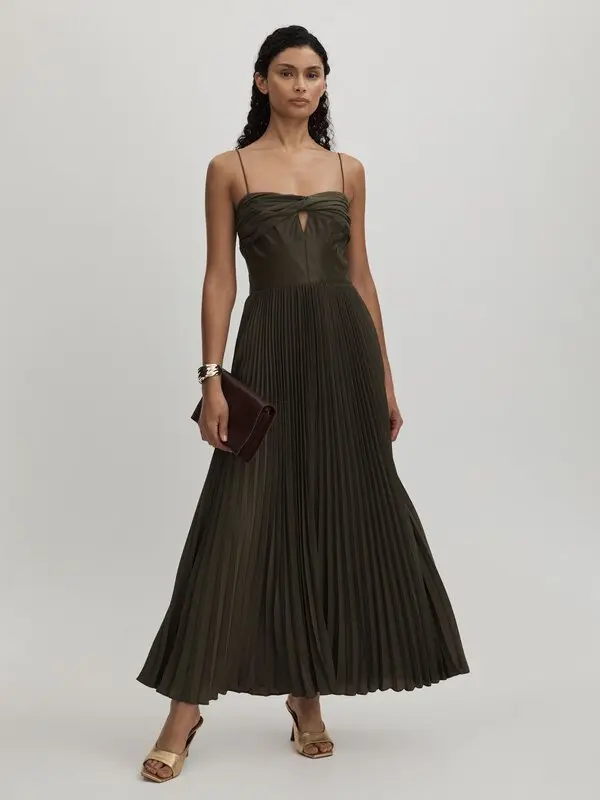 AMUR Twist Pleated Maxi Dress