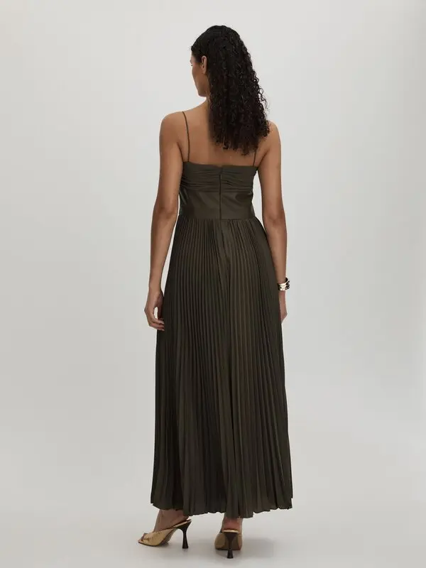 AMUR Twist Pleated Maxi Dress