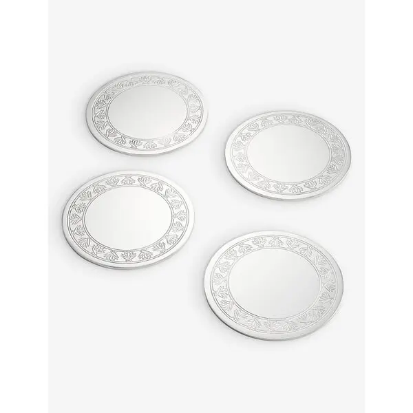 SOHO HOME Rochester Engraved -plated Coasters Set Of Four - Silver