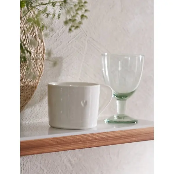 THE WHITE COMPANY Bourton Heart Stoneware Mug 9cm - White
