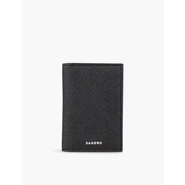 Sandro Logo-embossed Faux-leather Card Holder - Noir / Gris