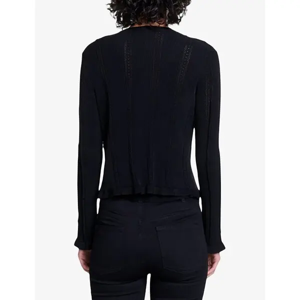 Maje Open-work Long-sleeve Stretch-knit Cardigan