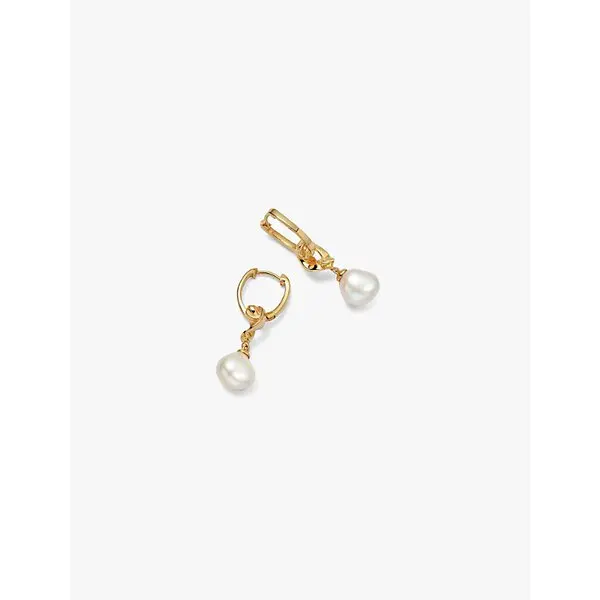 Astley Clarke Floe Pearl Drop Huggie Earrings - Yellow Gold Vermeil