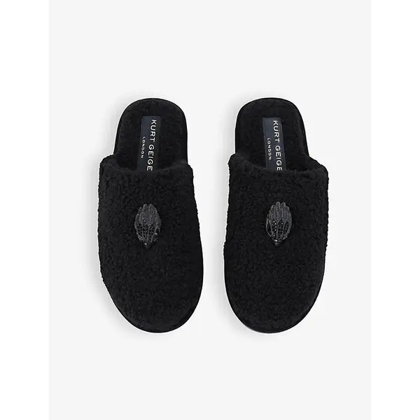 Kurt Geiger Kensington Eagle-logo Faux-shearling Slippers