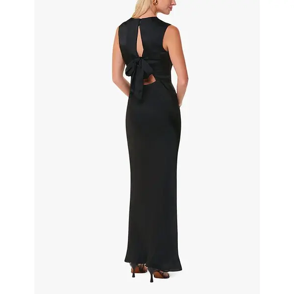 Whistles Cowl Neck Satin Maxi Dress Black Size 2