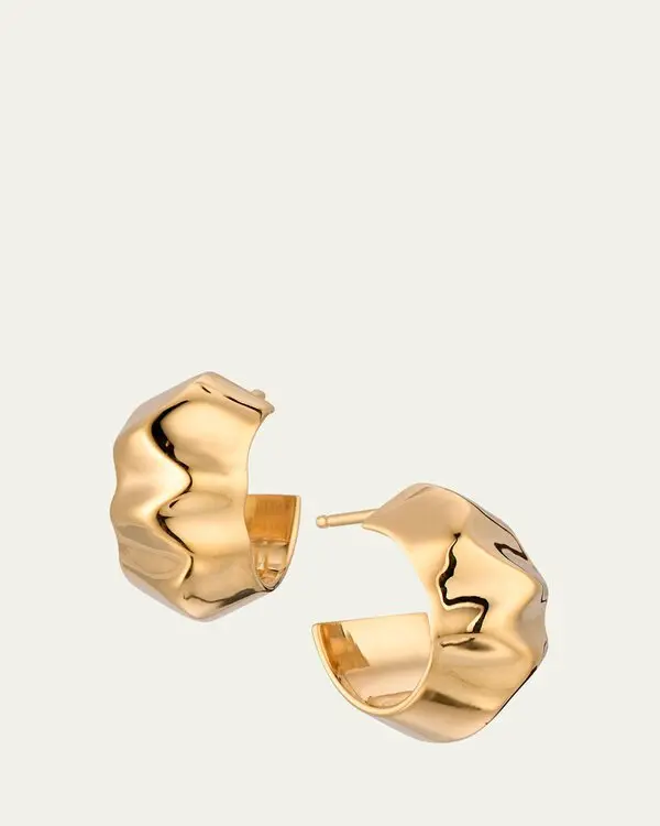 Lizzie Mandler 18k Yellow Small Wave Hoop Earrings - Gold
