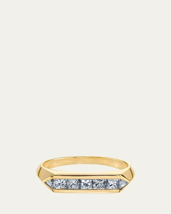 Lizzie Mandler 18k Yellow Diamond Chevron Band Ring - Gold