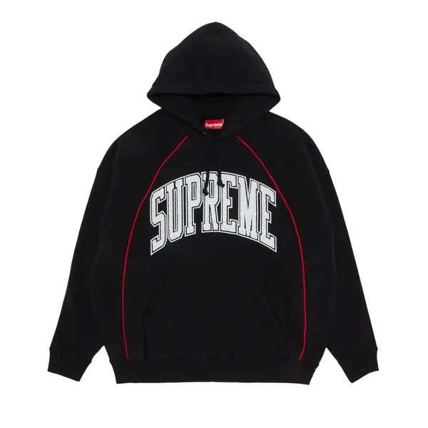 Supreme Boxy Piping Arc Hooded Sweatshirt - Black