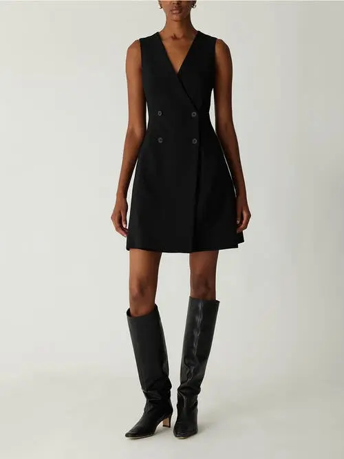 Rebecca Taylor Refined Suiting Double Breasted Mini Dress