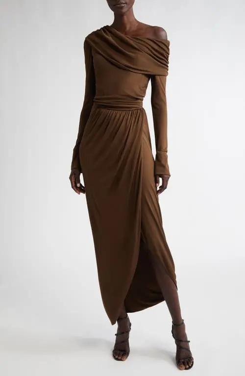 Oscar De La Renta Asymmetric Cocktail Dress In Chocolate - 55% Off |  Editorialist